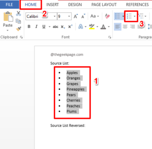How to Reverse a Bulleted or Numbered List in Microsoft Word