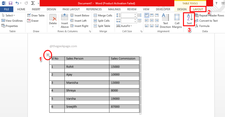 How to Sort the Contents Inside a Microsoft Word Table