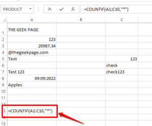 How to Count the Number of Cells Containing Text Strings in Excel