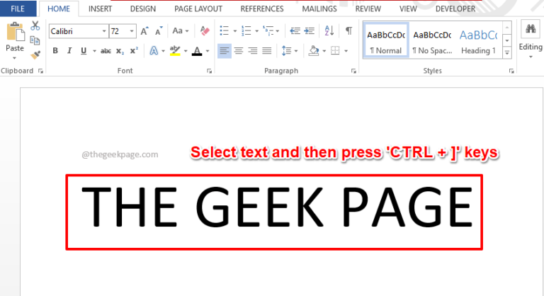 How to Make the Font Size Bigger than 72 Points in Microsoft Word