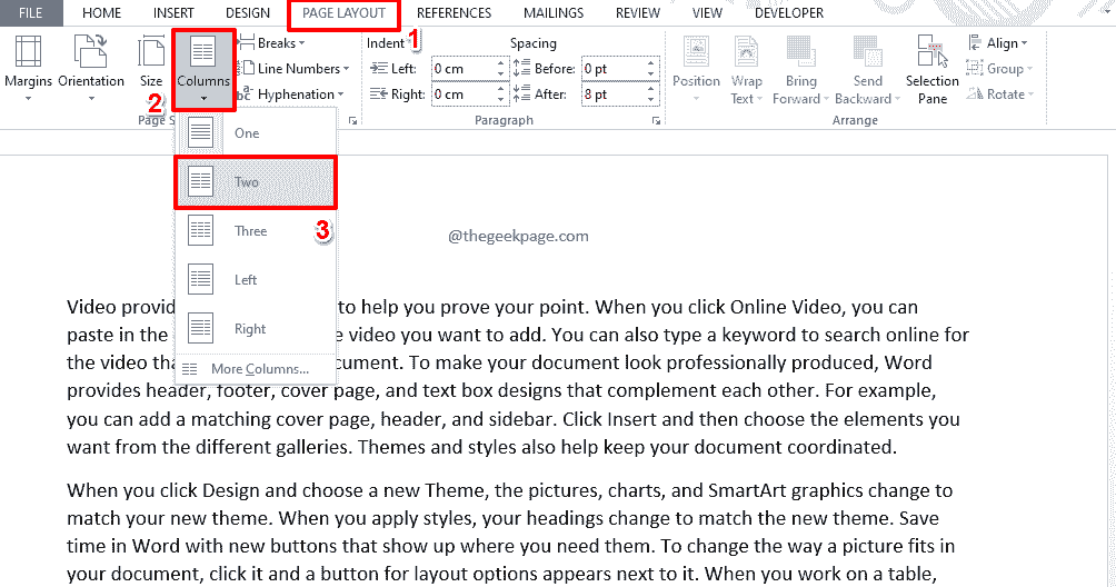 How To Divide A Page Into Multiple Columns In MS Word