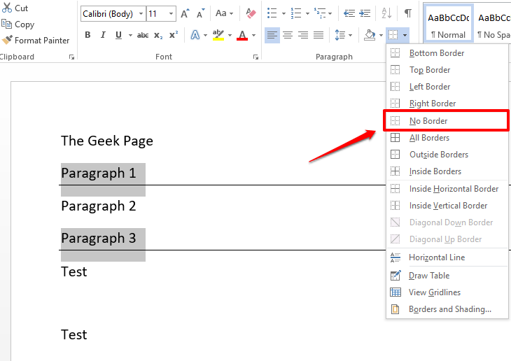 How To Insert And Remove Horizontal Lines In Microsoft Word The Geek Page