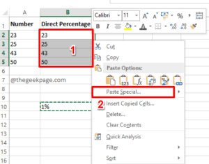 How to Directly Convert a Number to Percentage in Excel