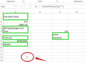 How to Count the Number of Cells Containing Text Strings in Excel