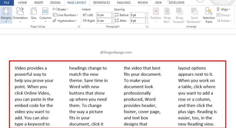 How to Divide a Page into Multiple Columns in MS Word