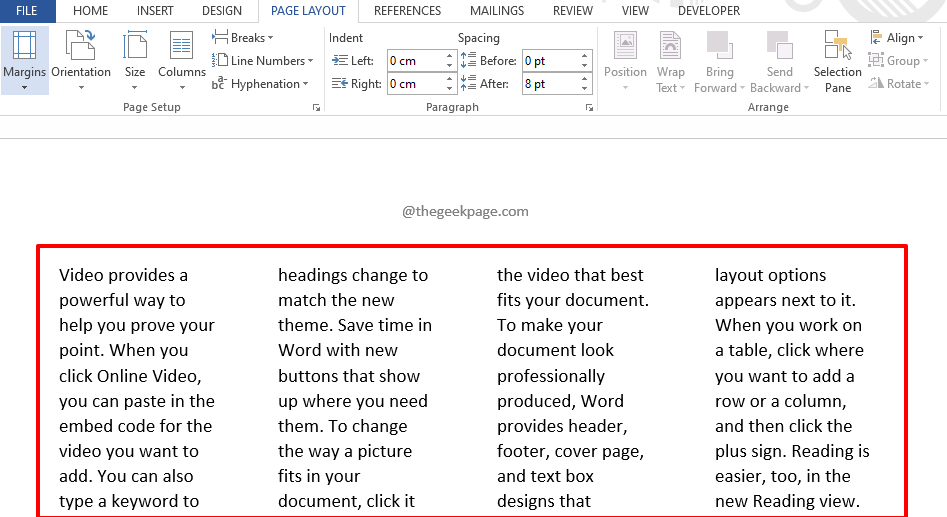 How To Divide A Page Into Multiple Columns In MS Word