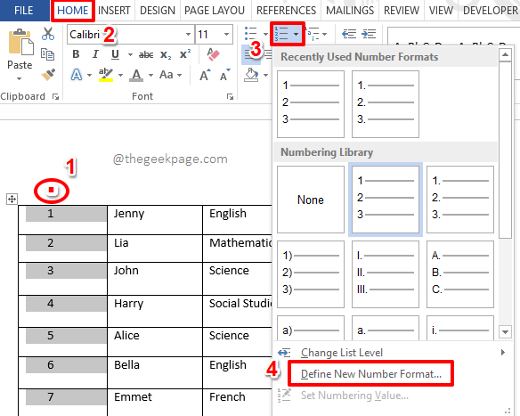 How To Quickly Insert And Fill Serial Number Column In A Microsoft Word 