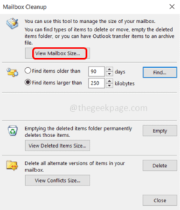 How To Cleanup Mailbox or Reduce the Mailbox Size In Microsoft Outlook