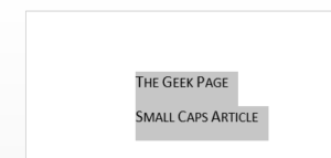 How to do Small Capitals in MS Word