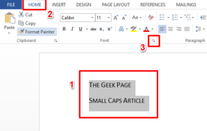 How to do Small Capitals in MS Word