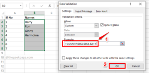 How to Prevent Duplicate Values When Entering Data into MS Excel