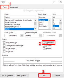 How to do Small Capitals in MS Word