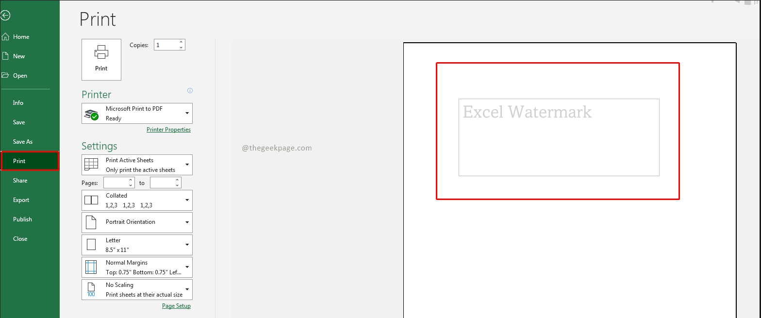 How to insert Watermark in Microsoft Excel