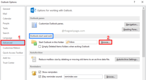 How to Change the Default Startup Folder of MS Outlook