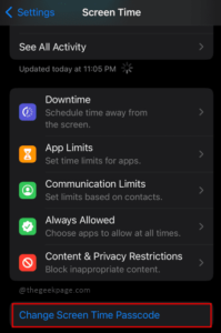 How to change Screen Time Passcode on iPhone