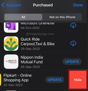 How to hide iPhone Apps Purchase history from App Store