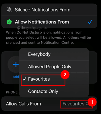 Allow call from a certain contact only in Do not disturb mode on iPhone