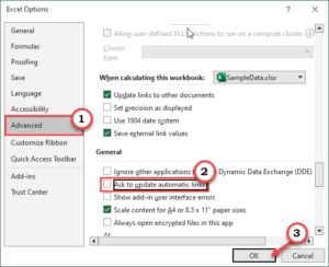 Microsoft Excel Security Warning: Automatic update of links has been disabled