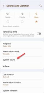 How to turn off the clicking noise in Samsung mobile