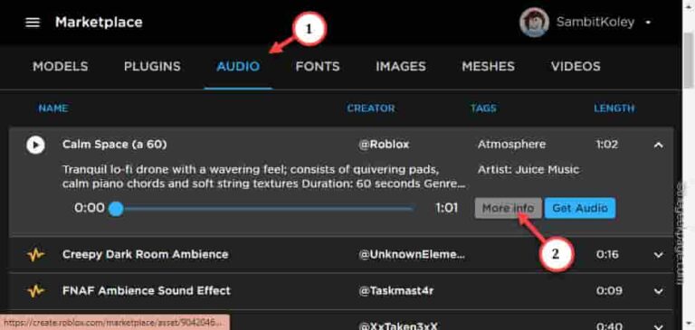 How to copy music or sound on Roblox