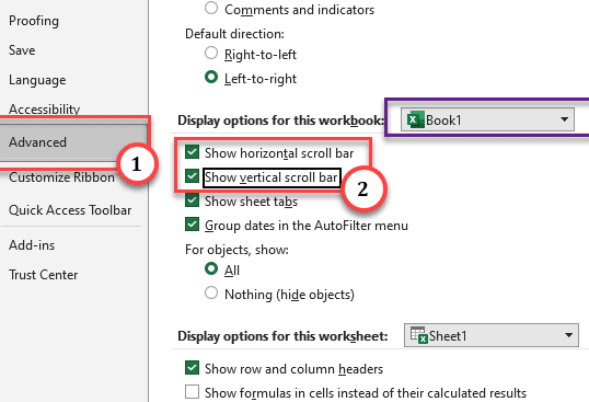 Scroll bar is missing in Microsoft Excel : Fix