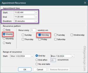 How to Create a recurring meeting in MS Outlook