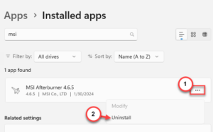 MSI Afterburner failed to start scanning issue : Fix