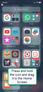 How to undo remove from home screen in iPhone