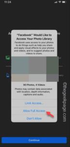Allow Photos access is missing in iPhone : Fix