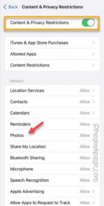 Allow Photos access is missing in iPhone : Fix