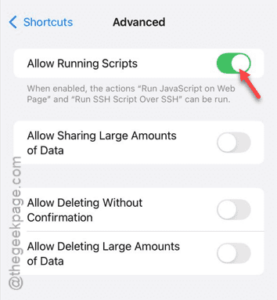 Scripting actions are disabled on this shortcut app: Fix