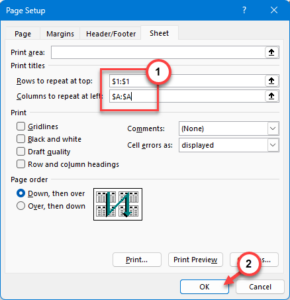 Can't print frozen rows or columns on succeeding pages on Excel - How to fix