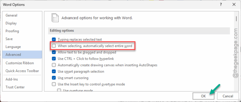 Dragging or Selecting Text Fails or Selects Too Much in Microsoft Word